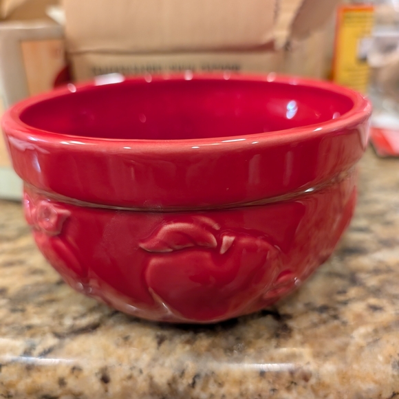 orchard and Nursery | Kitchen | Red Ceramic Bowl Stoneware Apple Baker ...